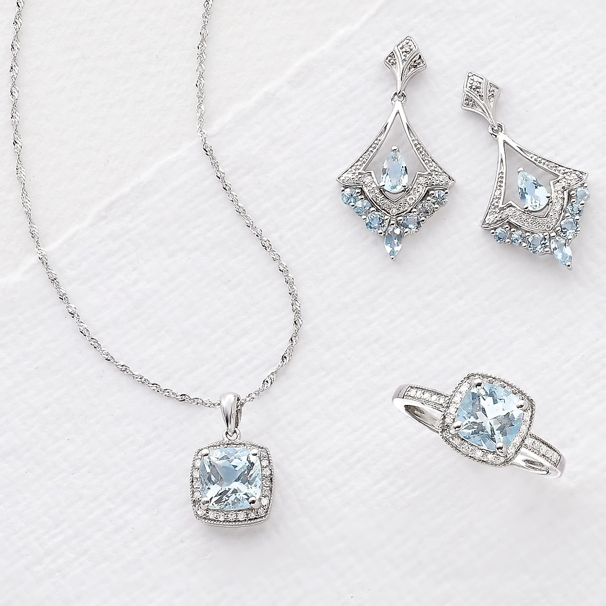 Ross-Simons 0.80 ct. t.w. Aquamarine Chandelier Earrings With Diamonds in Sterling Silver