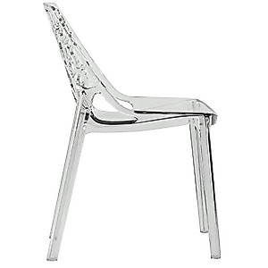 LeisureMod Caswell Cut-Out Tree Design Modern Dining Chairs, Set of 2 (Clear)
