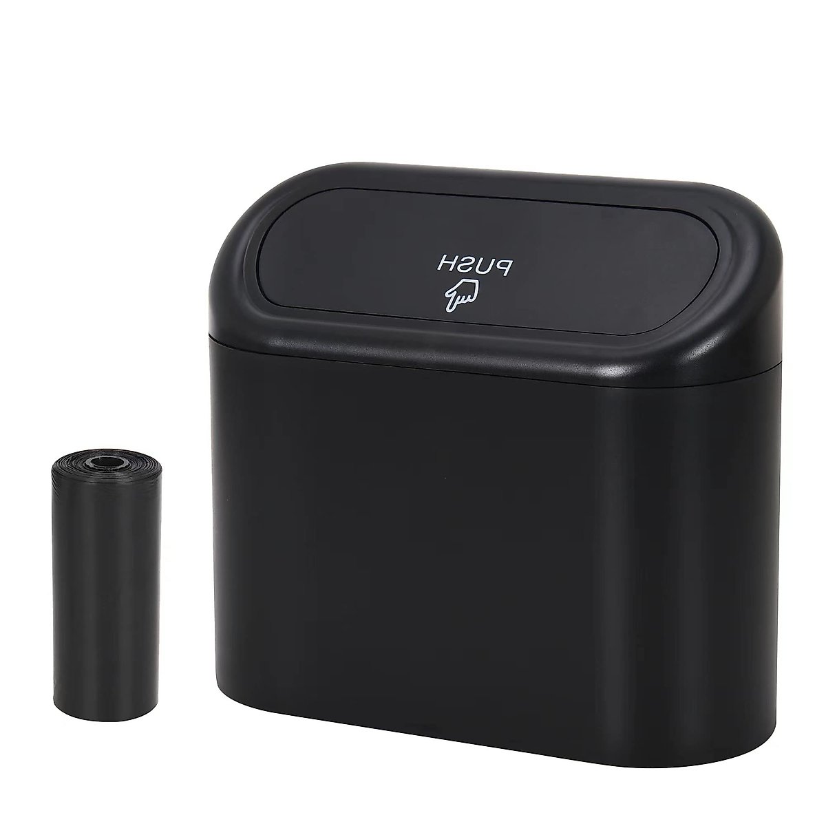 CZWL&HG Portable Hanging Mini Car Trash Can,Wastebasket Trash Can with Lid, Plastic Desktops Trash Can, Garbage Can for Car Office Home,Waterproof Odorless Garbage Can (Black, 1)