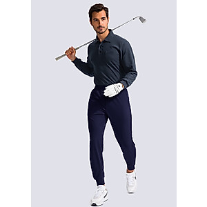 G Gradual Men's Golf Joggers Pants with Zipper Pockets Stretch Sweatpants Slim Fit Track Pants Joggers for Men Work Running (Navy, M)