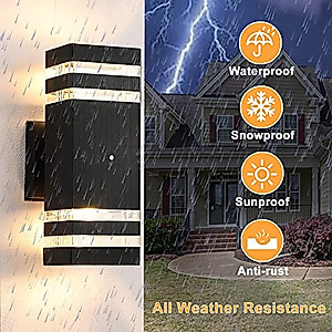 DASTOR Dusk to Dawn Outdoor Wall Lights 2 Pack, 3000K Warm White Exterior Sconce Light Fixture, Up and Down Porch Lights Outdoor Wall Mount, Aluminum Waterproof Outdoor Lights for House Porch Patio