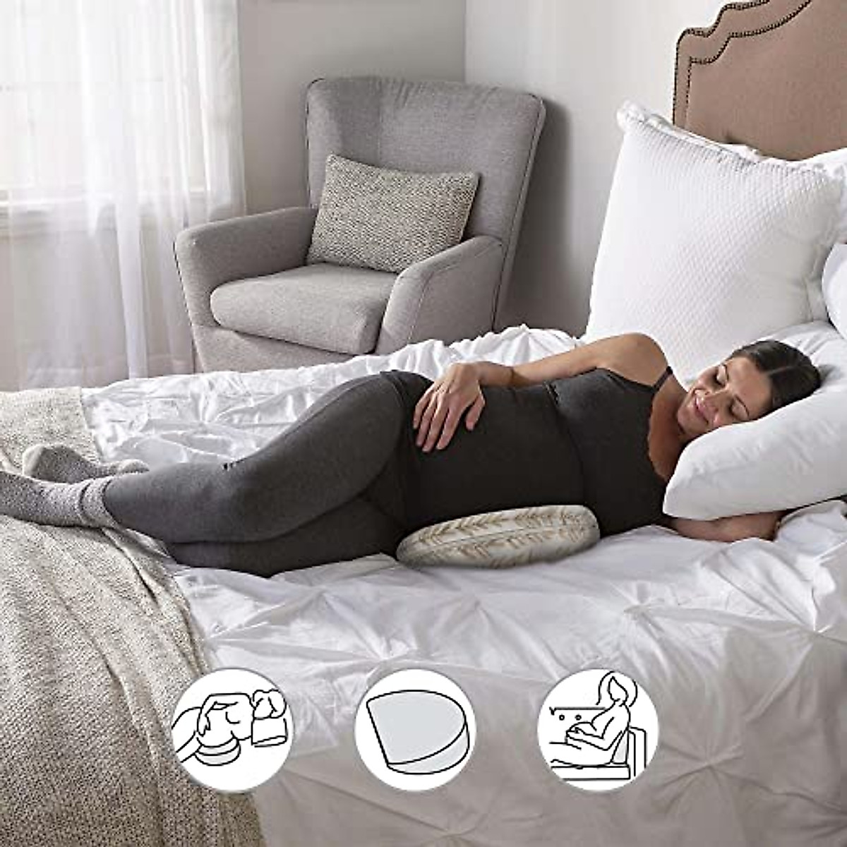 Boppy Pregnancy Pillow Wedge with Cover, Taupe, Belly Support Maternity Wedge, Firm Pregnancy Wedge Pillow for Pregnancy from Boppy Line of Pregnancy Pillows for Sleeping, Pregnancy Must Have