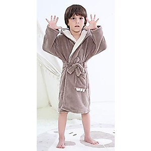 Baby Unisex Plush Animal Hooded Robe for Toddler Multicolored Sleepwear,Bear 3T