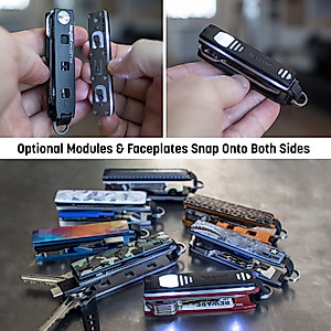 Keyport Pivot 2.0 Essential Bundle - Premium Multitool Keychain | Key Organizer + Keychain Flashlight + Bottle Opener + Lost & Found ALL-IN-ONE | Modern Keychain | Aircraft Aluminum (Black)