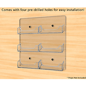 Marketing Holders Wall Business Card Holder with Hanging Hardware for 3.5" x 2" Horizontal Gift or Appointment Cards 6 Pocket Clear Acrylic Take One ID Badge Display Rack