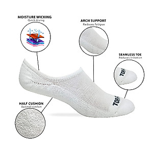 Top Flite Mens Ultra Dri No Show Cushion Socks 4 Pair Pack (Khaki, Large, l)