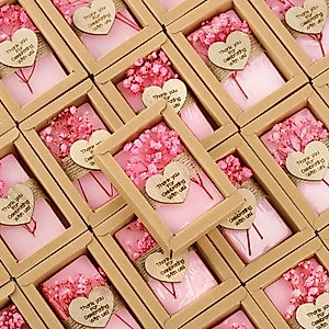 Demissle 30 Pcs Handmade Scented Soap Wedding Party Favors Gifts Bridal Shower Baby Shower Soap Favors for Guests in Bulk Rectangle Natural Soap Favors for Wedding Souvenirs Engagement Party (Pink)