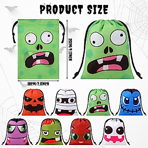 Paterr 16 Pcs Halloween Favor Bags Halloween Small Drawstring Bag Ghost Favor Bags Pumpkin Treat Goodie Bag Halloween Party Bags for Halloween Birthday Party Decor, 7x10 Inch