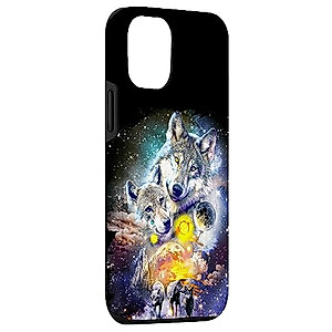 iPhone 13 Pro Cosmic Space Wolf, Wolves Family Howling, Night-time Reunion Case