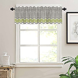 Artwork Store Valances Windows Curtain Abstract Chevron Zig Zag Gary and Yellow Ripple Kitchen Valances Rod Pocket Window Treatment Short Curtains Valance for Window 1 Panel,42 by 18 inches