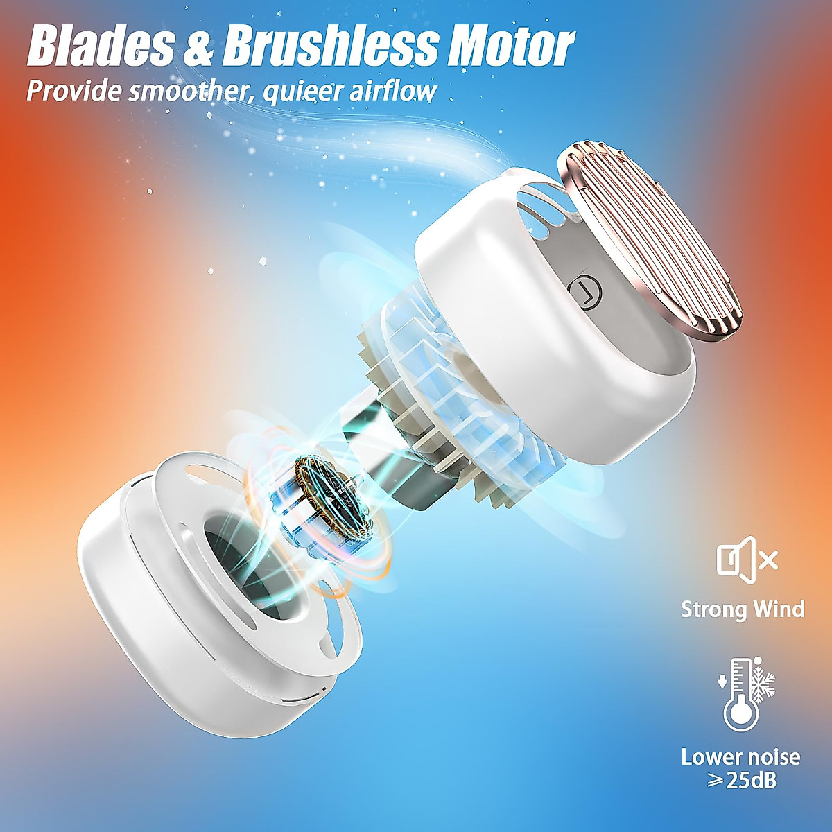 EZ Tuxedo Portable Neck Fan.Hands Free Portable Fan 3 Speeds Bladeless, 360°Adjustable Cooling Personal Fan,Display Electricity.USB Rechargeable Fan for Women Men,outdoor, Travel (white)