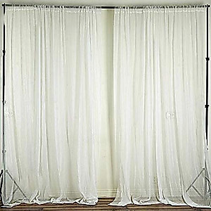 BalsaCircle 10 feet x 10 feet Ivory Sheer Voile Backdrop Drapes Curtains 2 Panels 5x10 ft - Wedding Ceremony Party Home Decorations