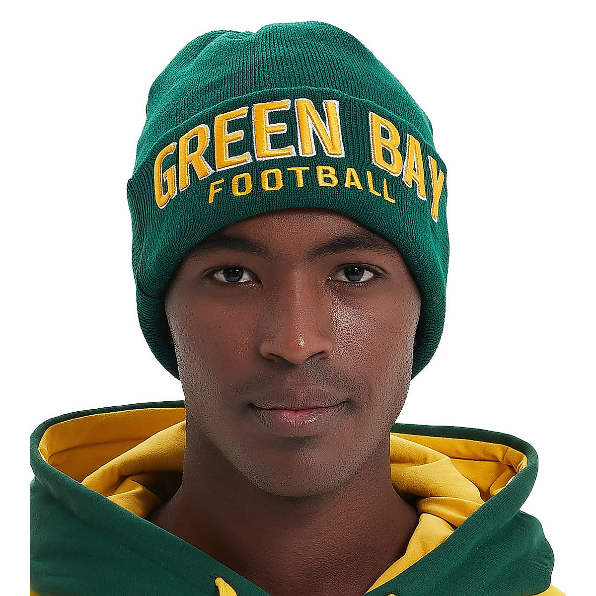 CLORPEAK Green Bay Embroidery Classic Cuff Beanie Hat Cuffed Winter Hat Knit Toque Skull Cap - Green OneSize