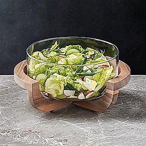 Large Glass Salad Bowl - Microwave & Dishwasher Safe - Centerpiece Serving Bowl - Mixing and Serving Dish - Clear Borosilicate Glass Fruit Bowl and Trifle Bowl, 100oz.