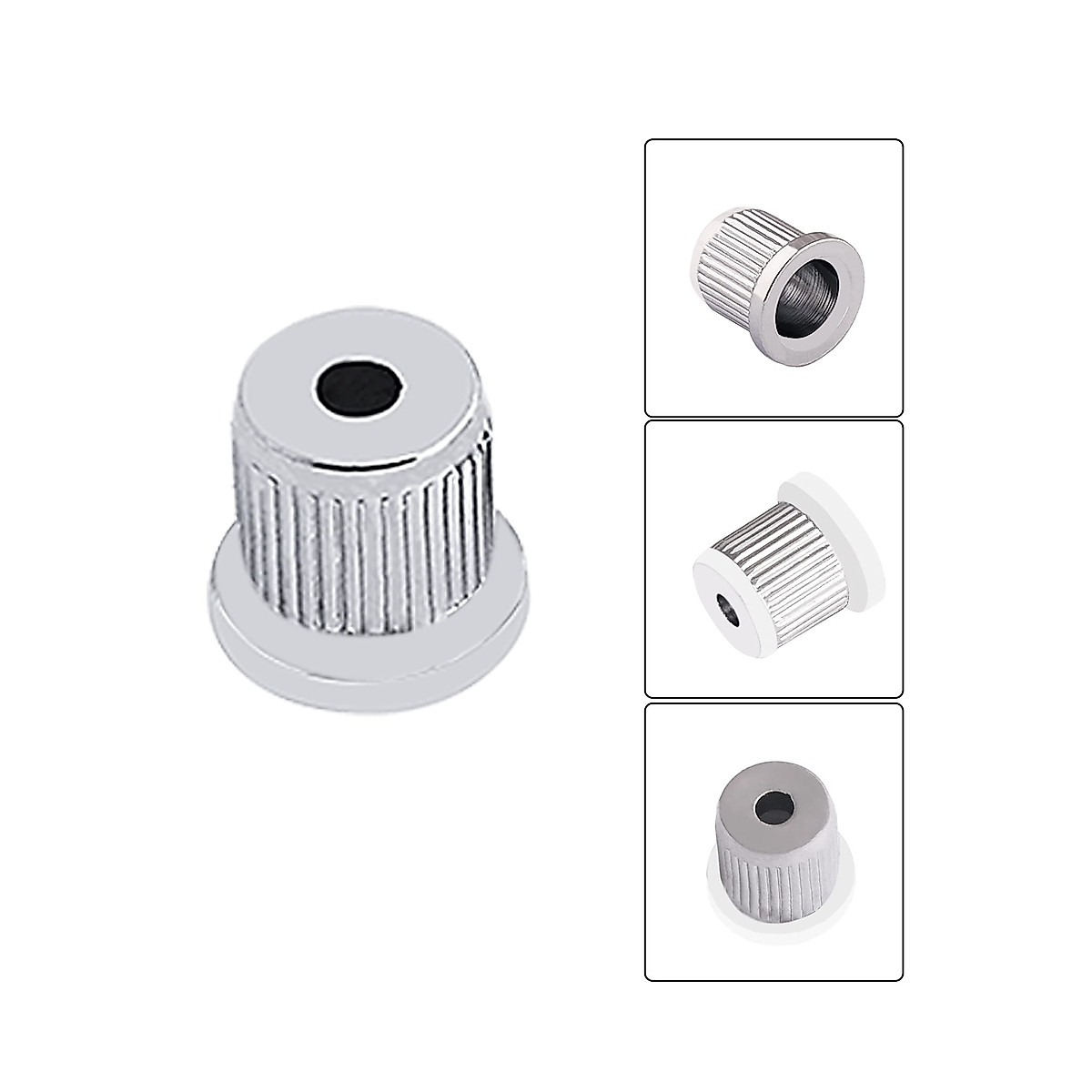 Bogart Guitar String Ferrules String Through Body Rear Mount Bushings String Caps for Fender Strat Tele Style Electric Guitar Chrome Set of 6Pcs.