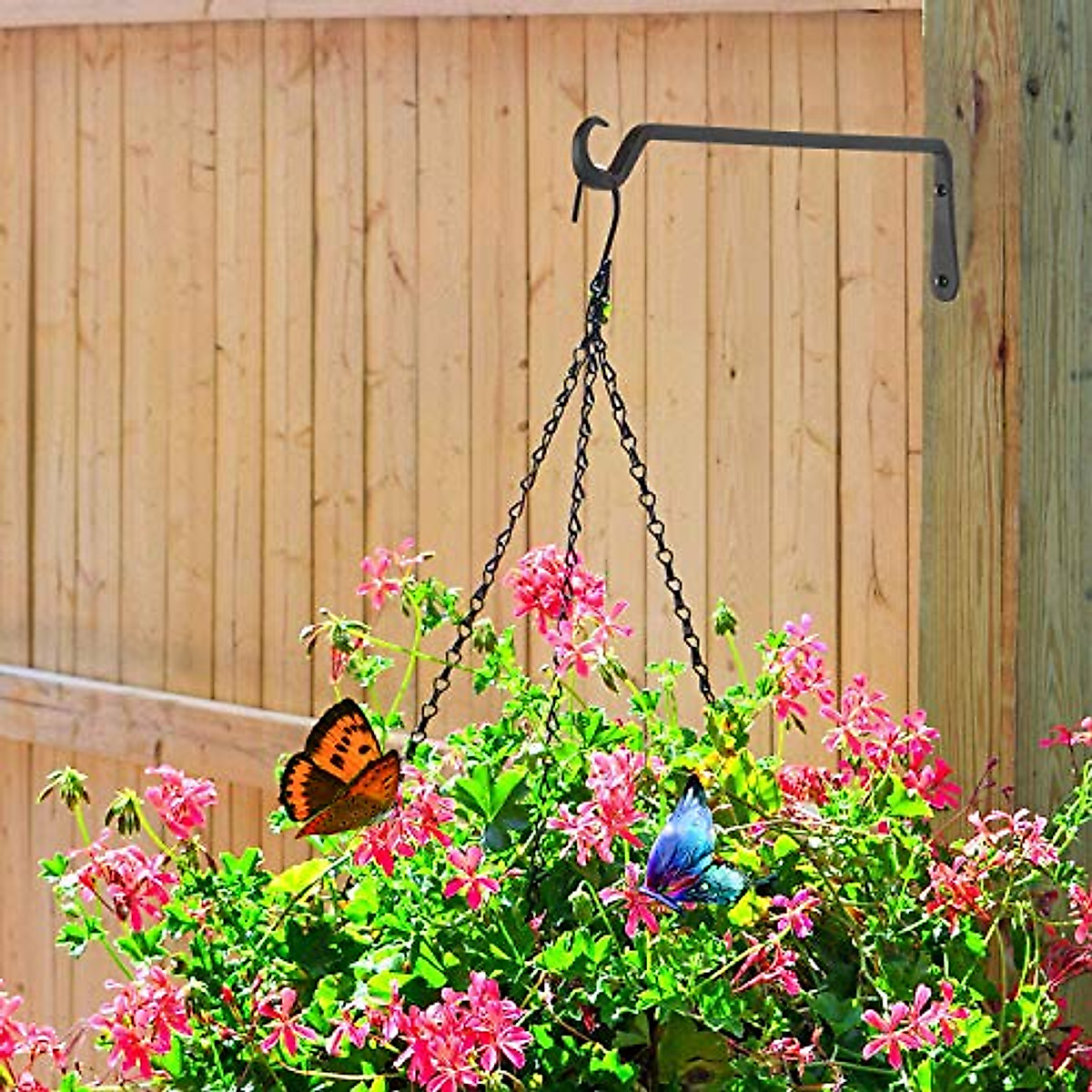 AILIN YELOKIE 4 Pack Premium Forged Wall Hook, Sturdy Hanging Plant Bracket, Elegant Hook for Bird Feeders, Planters, Lanterns, Wind Chimes Indoor Outdoor, Upgrade Black, 12 Inch.