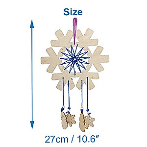 Baker Ross FE894 Snowflake Wooden Dream Catcher Craft Kits - Pack of 4, Make Your Own Wood Dream Catcher Kit, Christmas Art, and Craft for Kids to Make and Decorate