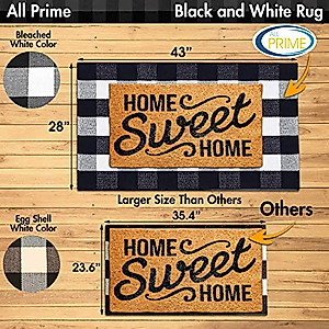 All Prime Buffalo Plaid Rug with Wash Bag (Black & White Rug 28x43) Beautiful Buffalo Check Rug for Front Door