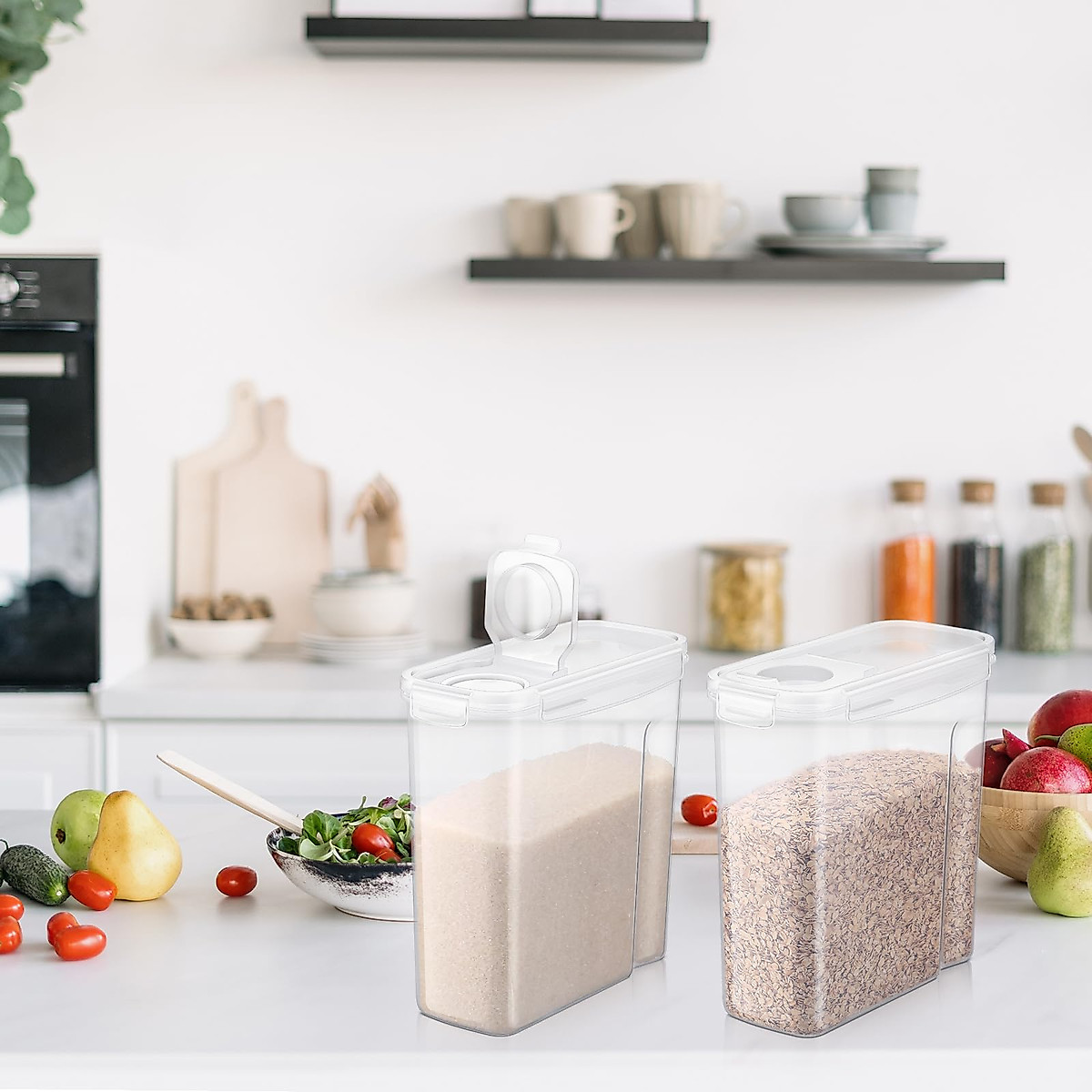 Vesici 2 Pcs 7 Quart Cereal Containers Storage Airtight Cereal Keeper Storage Cereal Dispenser Countertop Plastic Cereal Dispenser Canister Pasta Organizer for Pantry and Kitchen Organization