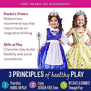 Liberty Imports 50 PCS Princess Jewelry Dress Up Accessories, Pretend Play Set Jewelry Party Favors for Girls Cosplay Party Favors with Crown Wand Ring Earring Necklace