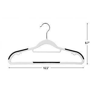 Finnhomy Bar Design Heavy Duty 50 Pack Plastic Hangers, Durable Clothes Hangers with Non-Slip Pads, Great for Shirts, Pants, Scarves, Strong Enough for Coat, White
