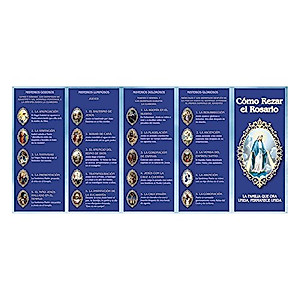 Como Rezar El Rosario Catolico - How to Pray The Rosary Spanish Prayer Card Pamphlet, Pack of 10, 6 Inch