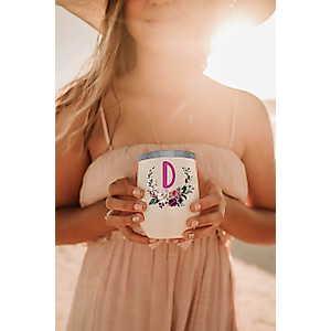 PFL Women Birthday Christmas Gifts-Wedding Gifts for Maid of Honor from Bride-Bridal Shower Present for Bridesmaid Best Friend Sister-Bachelorette Present-12oz Monogrammed Tumbler-Initial Letter D