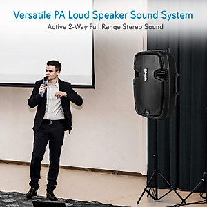 Pyle Karaoke Portable PA Speaker System - 1600W Active Powered Bluetooth Compatible Speaker, Rechargeable Battery, Easy Carry Wheels, USB MP3 RCA, FM Radio, 2 UHF Microphone, Remote - Pyle PPHP1599WU