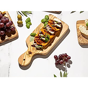SOLTAKO Olive Small Cheese Boards, Set of 2 Small charcuterie Boards with Handle, Set of Mini charcuterie Boards, Cutting Boards for Kitchen, Butter Board Set, Handmade, 11.4"x4.9"