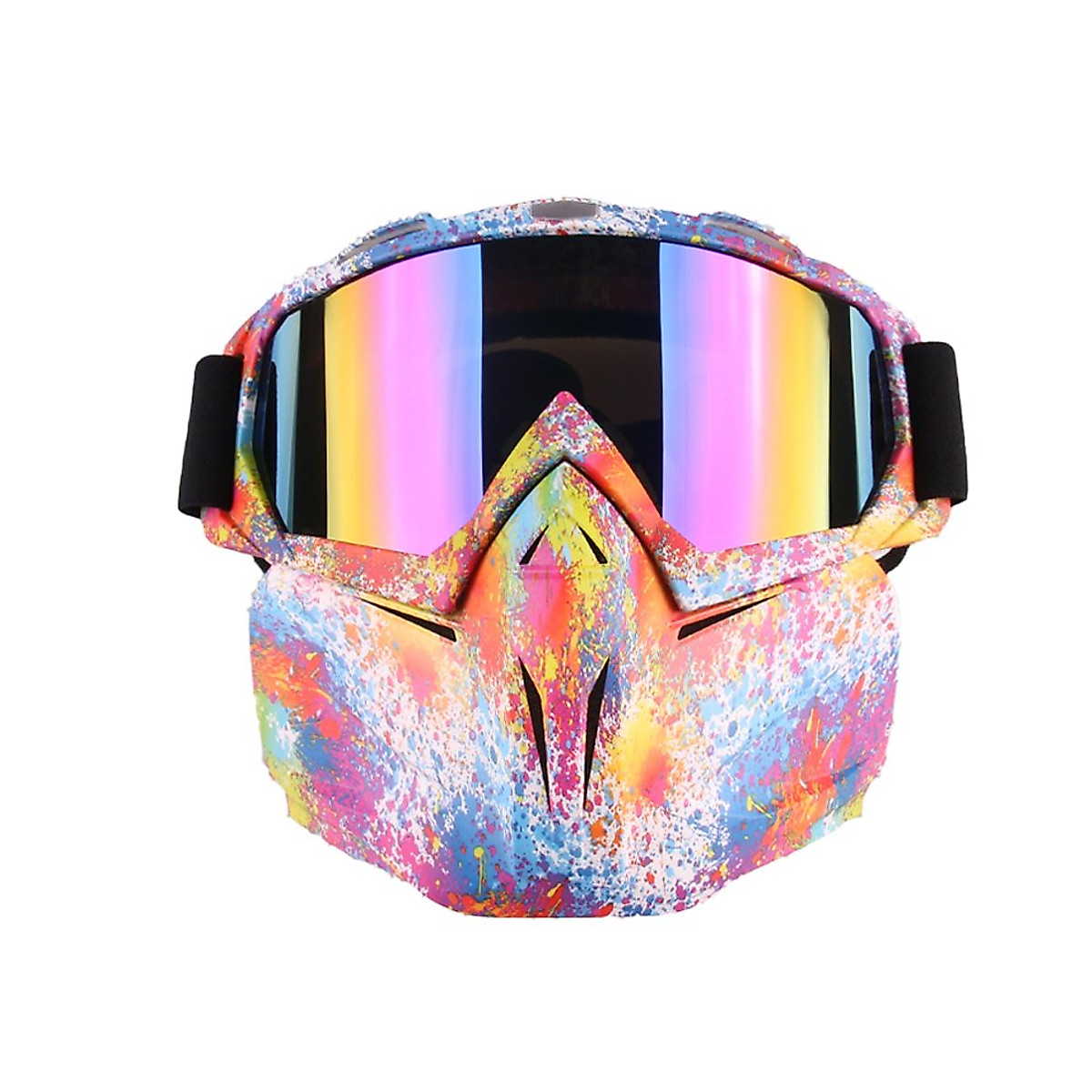 Eoncore Motorcycle Goggles Mask Detachable, Windproof Protect Padding Helmet Sunglasses Ski Goggles Road Riding UV Motorbike Glasses (Graffiti)