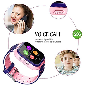 4G Kids Smart Watches, IP67 Waterproof LBS WiFi GPS Tracker Children Smartwatch Phone Call for Boys Girls, Touch Screen Cellphone Camera Voice Video Chat Anti-Lost SOS Learning Toy (Pink)