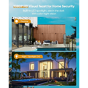 rockspace Outdoor WiFi Security Camera, 360° View Security Camera Wireless Outdoor, Pan Tilt Solar Powered with 1080p Night Vision, 2.4 Ghz Wi-Fi, 2-Way Talk, Motion Detection, Ip65 Waterproof