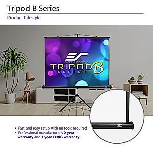 Elite Screens Tripod B, 50-INCH 1:1, Lightweight Pull Up Foldable Stand, Manual, Movie Home Theater Projector Screen, 4K / 8K Ultra HDR 3D Ready, US Based Company 2-Year Warranty, T50SB - Black