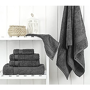 Cotton Paradise 6 Piece Towel Set, 100% Turkish Cotton Soft Absorbent Towels for Bathroom, 2 Bath Towels 2 Hand Towels 2 Washcloths, Gray Towel Set