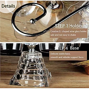 6 Holder Crystal Wine Glass Holder, Scrollwork Rotate Stemware Rack Drying Rack for Tabletop