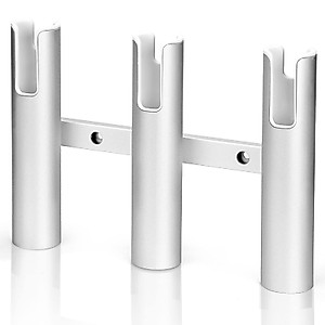 3 Tube Aluminium Fishing Rod Holders, 3 Link Wall-Mounted Pod Rack, Be Suitable for Marine Boat Yacht Camper RV