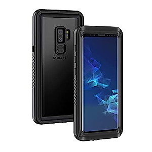 Lanhiem Samsung Galaxy S9+ Plus Case, IP68 Waterproof Dustproof Shockproof Case with Built-in Screen Protector, Full Body Sealed Underwater Protective Clear Cover for Samsung S9 Plus (Black)