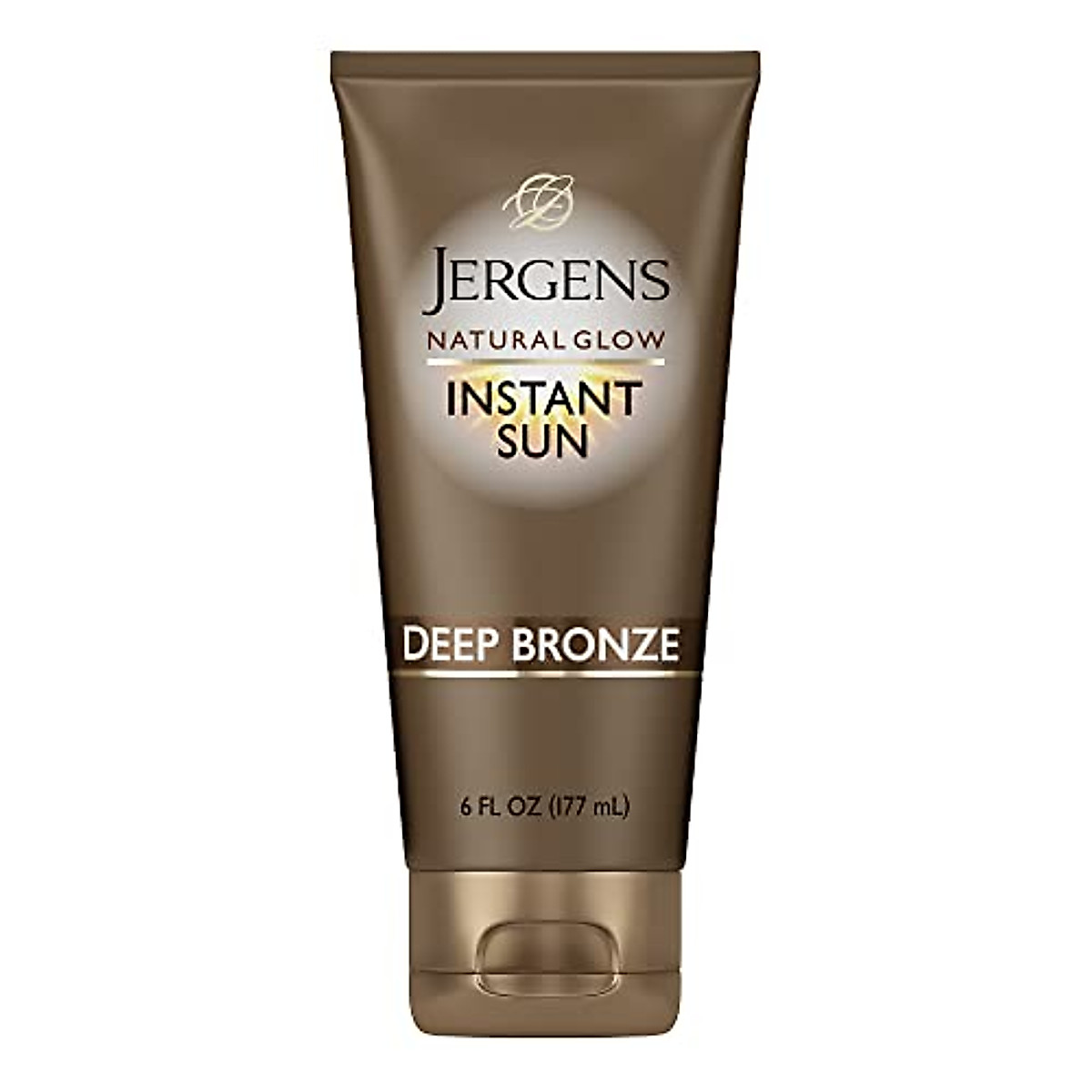 Jergens Natural Glow Instant Sun Sunless Tanning Moisturizer + Bronzer, Self Tanner, Deep Bronze, for Natural-Looking Tan, 6 Ounce