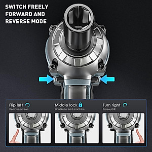 WSSEY 1/2 Inch Cordless Impact Wrench with 4.0Ah Battery, 4000mAh Capacity, 2800-2300 RPM Speeds, Ergonomic Handle, LED Work Light, Metal Hook for Hanging