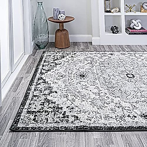 JONATHAN Y BMF112A-5 Anaise Ornate Boho Medallion Indoor Area-Rug Bohemian Floral Easy-Cleaning High Traffic Bedroom Kitchen Living Room Non Shedding, 5 X 8, Gray/Black/Cream