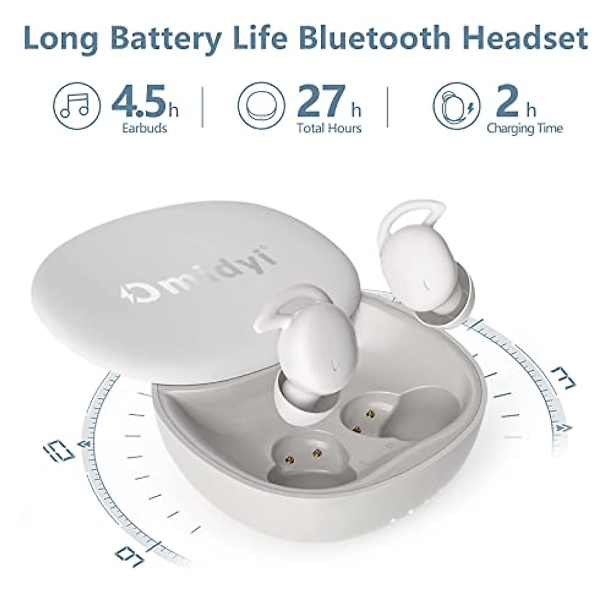 Omidyi True Wireless Sleep Earbuds, Noise Cancelling Earbuds for Sleep, Ultra Small and Skin-Soft Silicone Bluetooth Headphones in-Ear Specifically to Help You Fall Asleep Faster and Sleep Better
