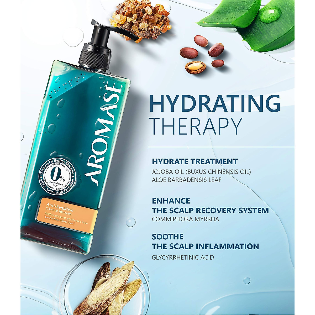 Aromase Dry and Dry Dandruff Solution Kit (5α Juniper Scalp Purifying Liquid Shampoo 2.8 Fl Oz + Dry and Sensitive Solution Shampoo 14 Fl. Oz) for Very Dry Scalp, Dry Dandruff