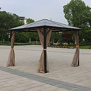 Garden lucky Replacement Gazebo Mosquito Netting 4 Panels for Patio Garden Backyard (10'x10', Khaki, Only Netting)