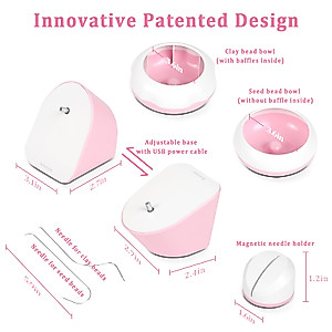 Clay Bead Spinner and Seed Bead Spinner, 2-in-1 Electric Bead Spinner for Jewelry Making, Bracelet Spinner and Necklace Making Machine with Bead Needles and Thread (Pink), (Beads Not Included)