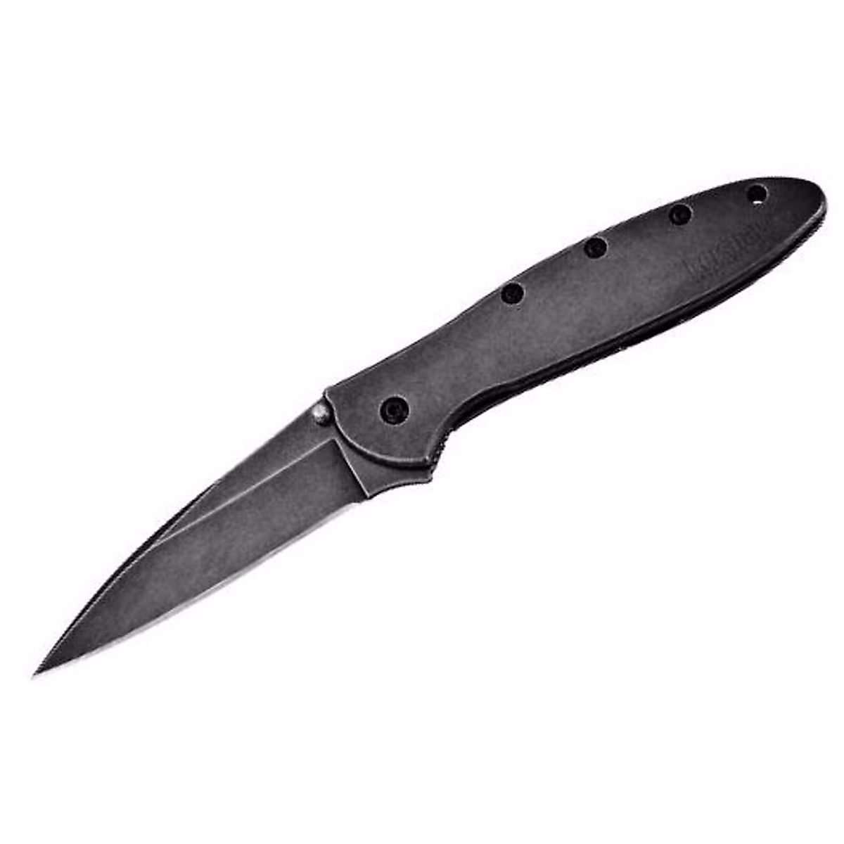 Kershaw Leek, BlackWash Pocket Knife (1660BLKW); 3 Sandvik 14C28N Steel Blade, 410 Stainless Steel Handle, BlackWash Finish, SpeedSafe Assisted Open, Frame and Tip Locks, Reversible Pocketclip; 3 OZ
