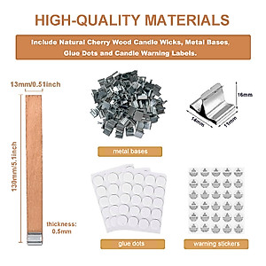 250 Pcs Wooden Candle Wicks Wicks Stickers 5.1 X 0.5 Inch Natural Candle Wood Wicks Stand Candle Cores for DIY Candle Making Craft Wooden Wicks for Candle Making Wood Wick