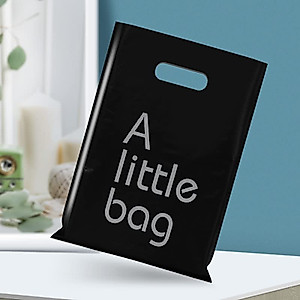 ysmile Plastic Shopping Bag for Business Small Merchandise Bag with Handle Retail Die Cut 5.9"x7.8" 50 ct - Black Little Bag