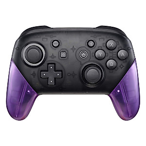 eXtremeRate Clear Atomic Purple Replacement Handle Grips for Nintendo Switch Pro Controller, DIY Hand Grip Shell for Nintendo Switch Pro - Controller NOT Included
