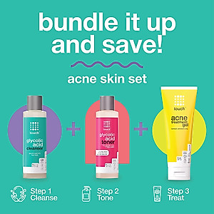 Touch Benzoyl Peroxide 2.5% Gel Cream For Acne - Pimples and Cystic Acne Spot & Daily Face and Back Medication for Adults & Teens – Goes on Clear Lightweight & Non-Drying - Large 8 oz.