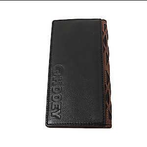 HOOEY Leather Men’s Western Rodeo Wallet (Laser Cut Aztec - Black/Red/Ivory)